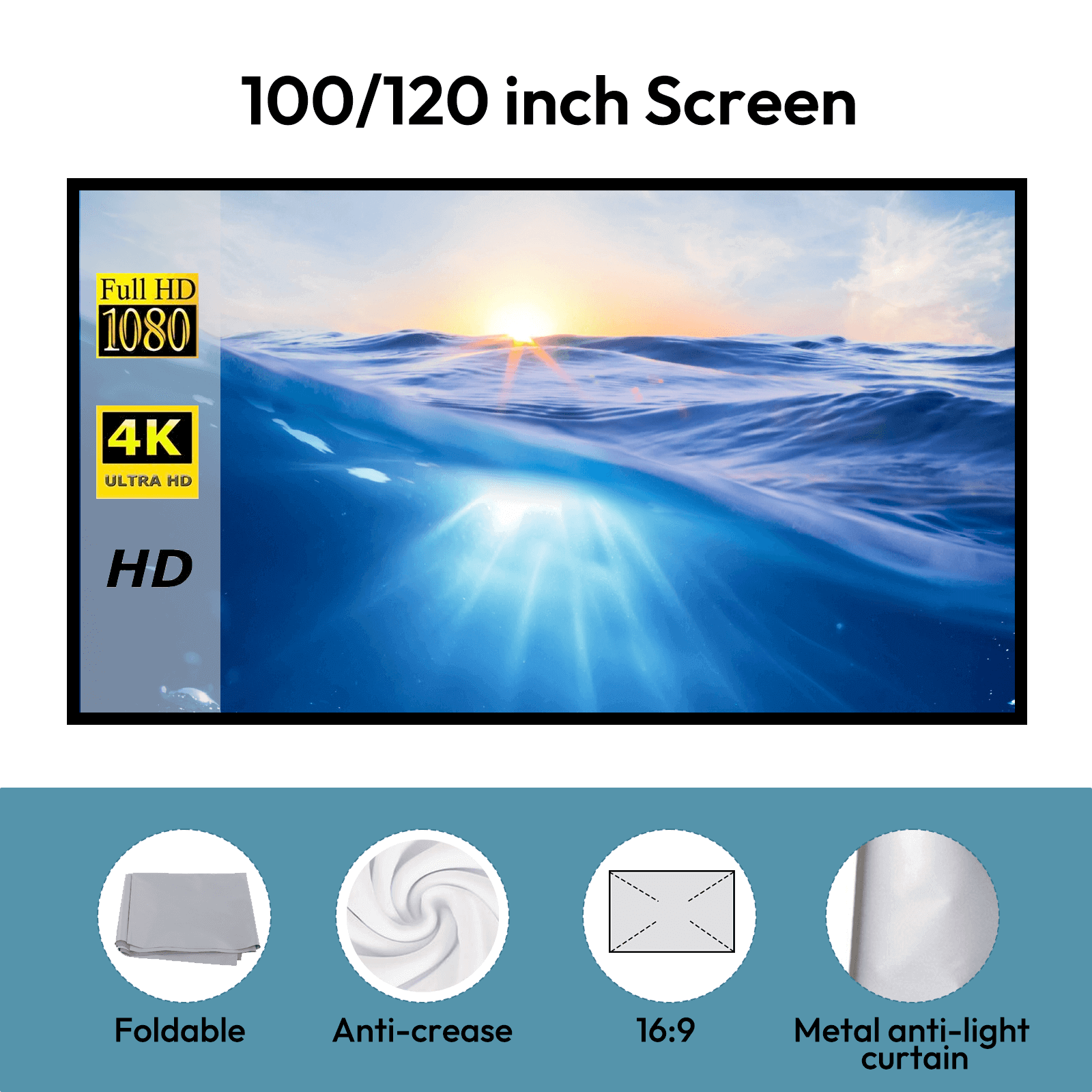100" Foldable ALR Projection Screen | Portable Ambient Light Rejecting