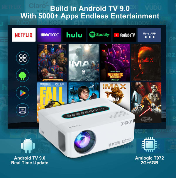 XGODY X1 Native 1080P Projector 4K With Android 9.0 TV & Dolby Sound ...