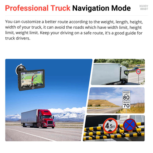 XGODY 7-inch GPS Truck Navigator, Easy Raed Touchscreen Display, Custom ...