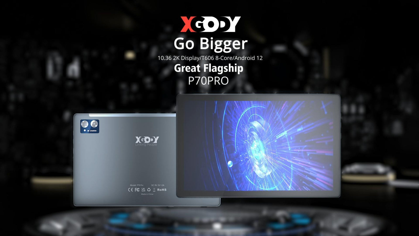 XGODY P70 PRO 4G Tablet With 2K Display, Android 12, 16G+512G, Split S