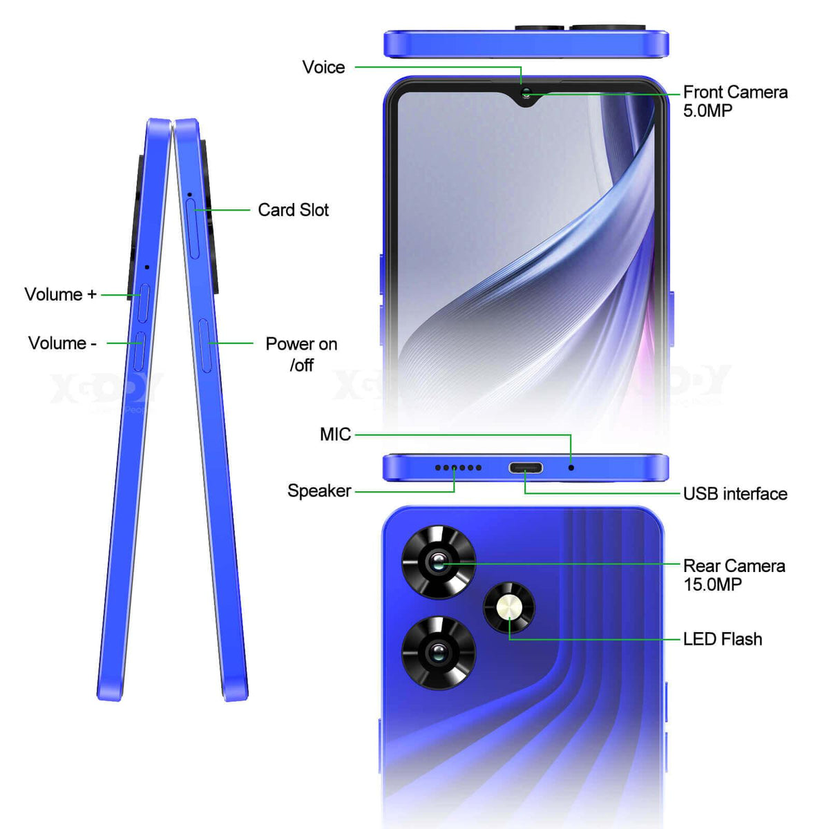 XGODY 13 Pro 6.6" Android 4G LTE Phone With Dual Sim Phones Unlocked A