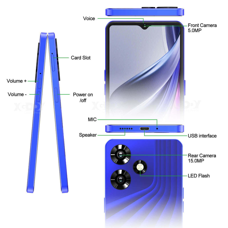 XGODY 13 Pro 6.6" Android 4G LTE Phone With Dual Sim Phones Unlocked A