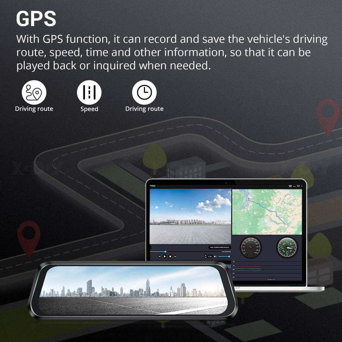 XGODY H13 Dash Cam | 10-Inch HD Display, 2.5K+1080P Resolution, Dual-L