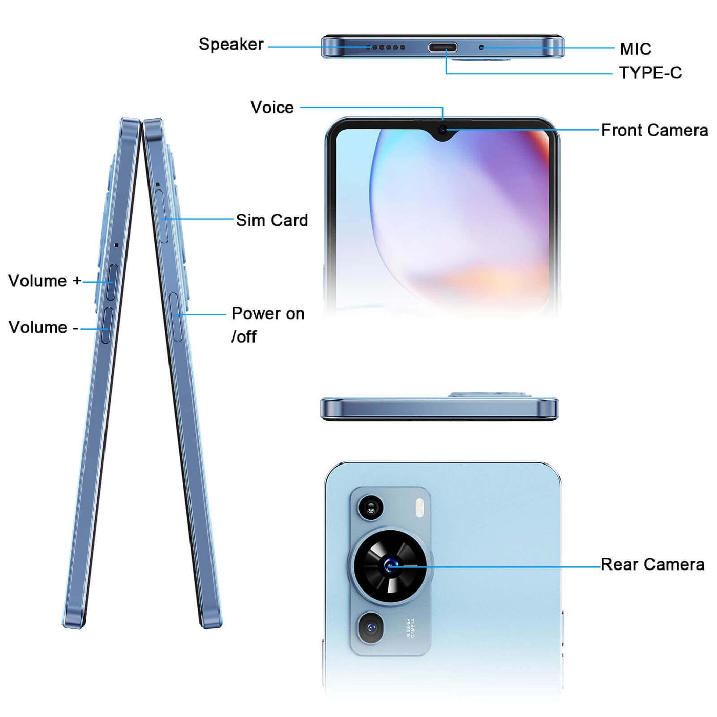 XGODY Mate 50 6.5" Android 4G LTE Cell Phone With Dual SIM Phones Unlo