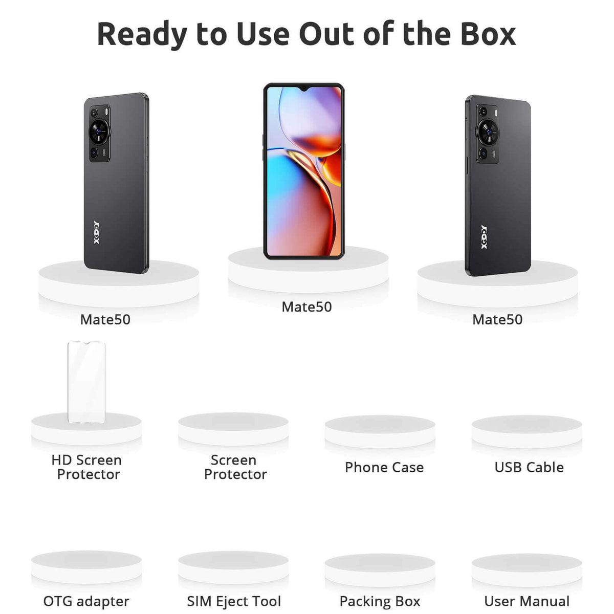 XGODY Mate 50 6.5" Android 4G LTE Cell Phone With Dual SIM Phones Unlo