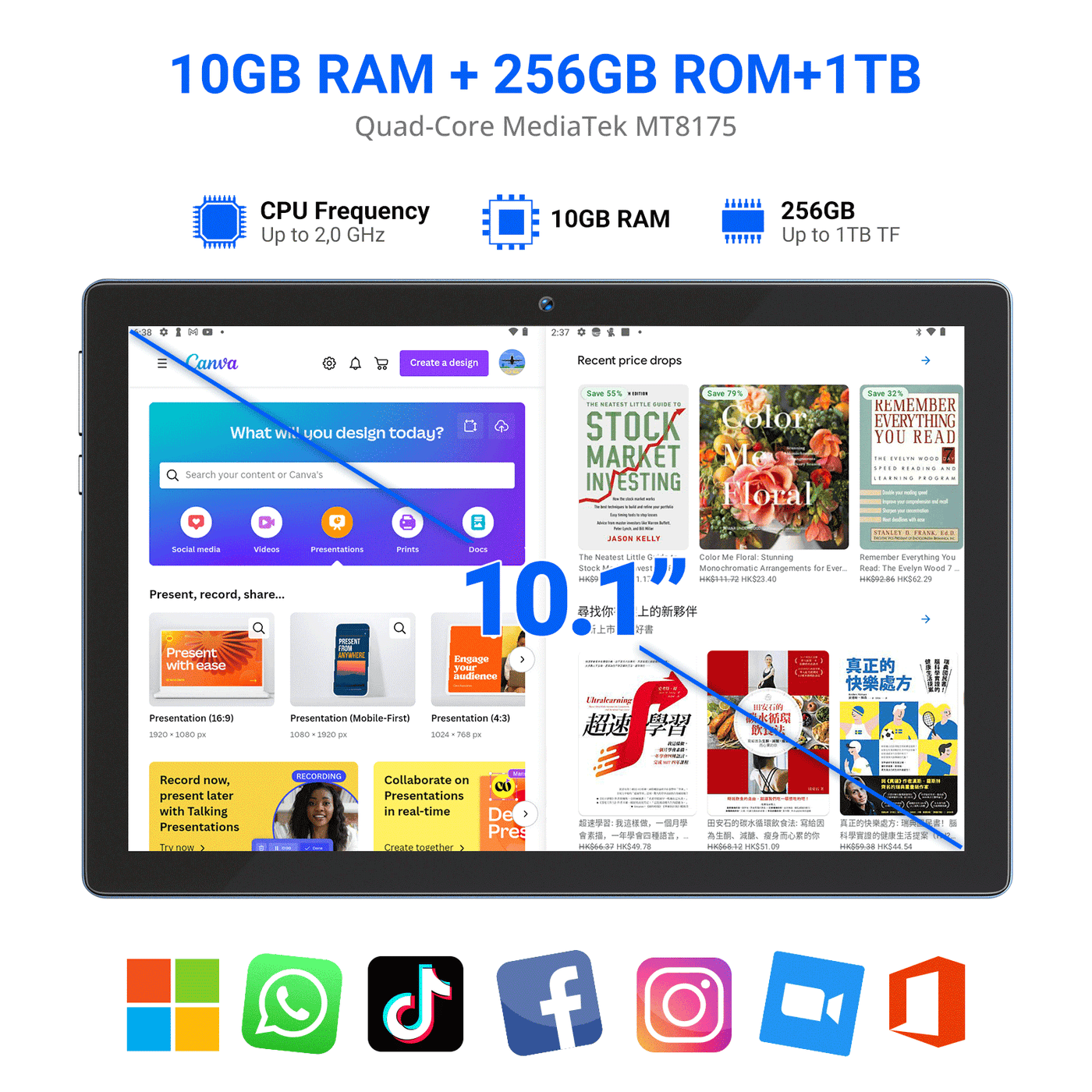 XGODY N01Pro 10.1-inch Android 12 Tablet | 10G+256G Memory | Dual Came
