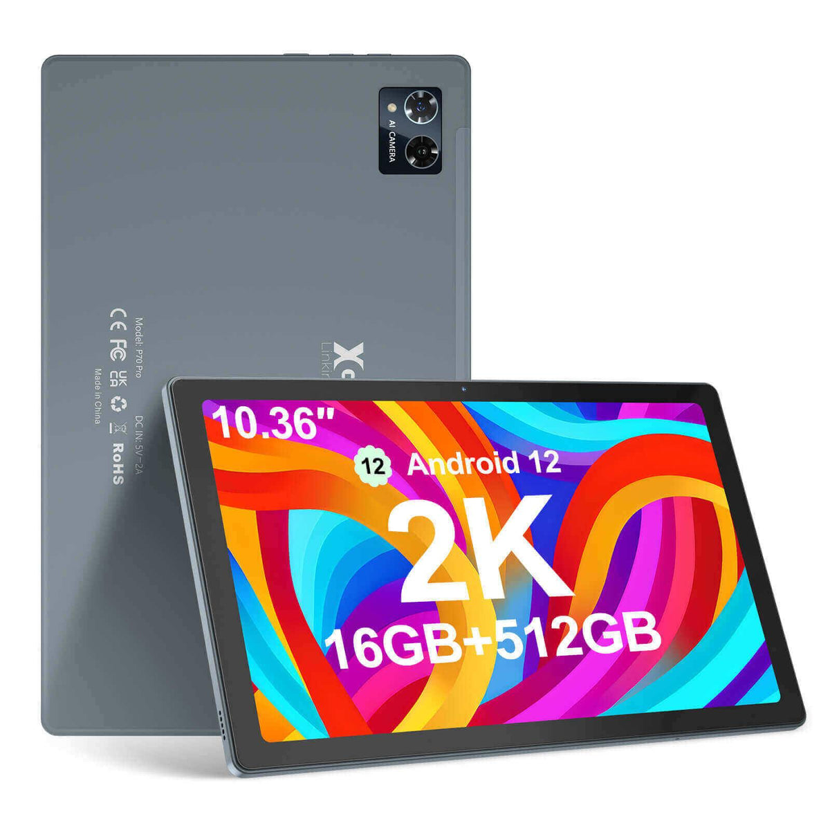 XGODY P70 PRO 4G Tablet With 2K Display, Android 12, 16G+512G, Split S