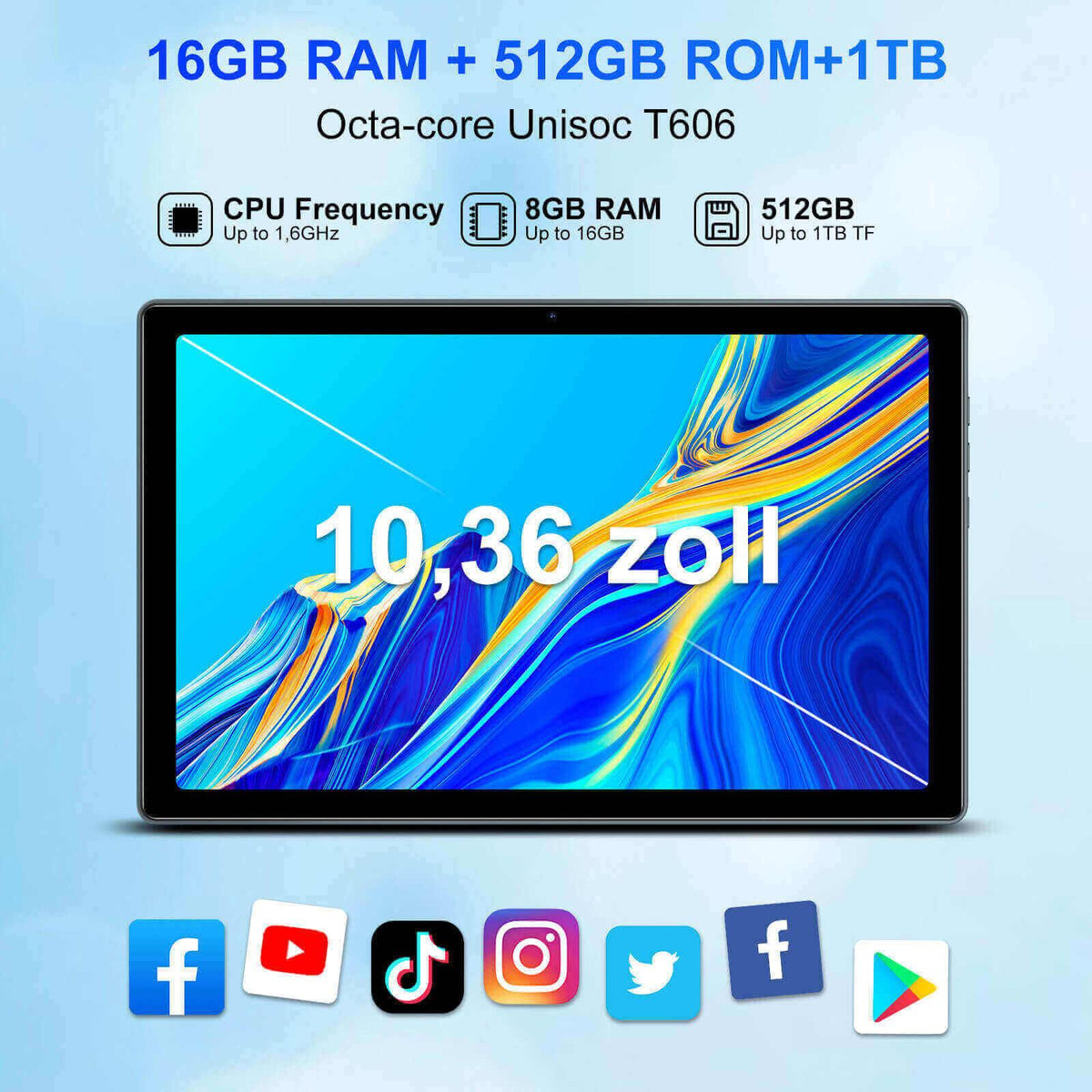 XGODY P70 PRO 4G Tablet With 2K Display, Android 12, 16G+512G, Split S