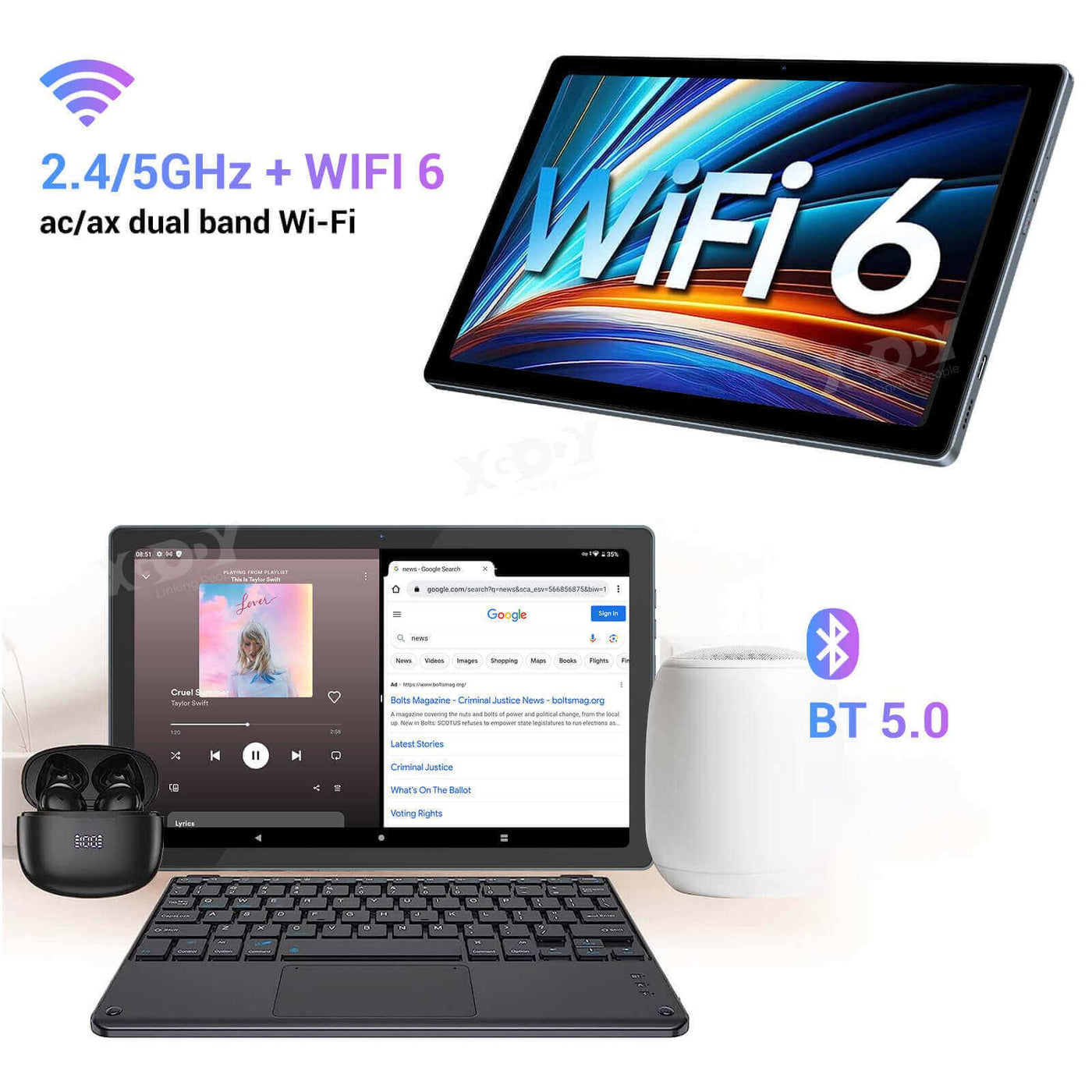 XGODY P70 PRO 4G Tablet With 2K Display, Android 12, 16G+512G, Split S