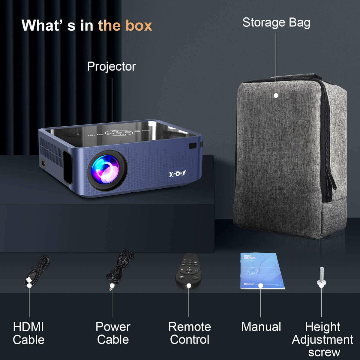 XGODY X1 Pro Home Theater | 1080p Native Resolution, 12,000 Lumens, 30