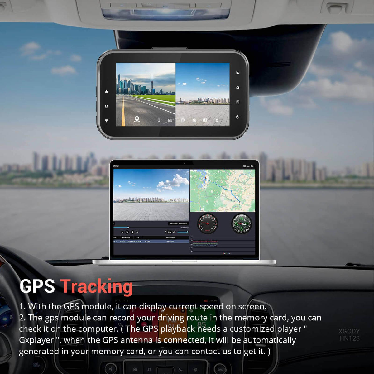 4K Dash Cam J401 Pro Built in WiFi, GPS Car Dashboard Camera Recorder