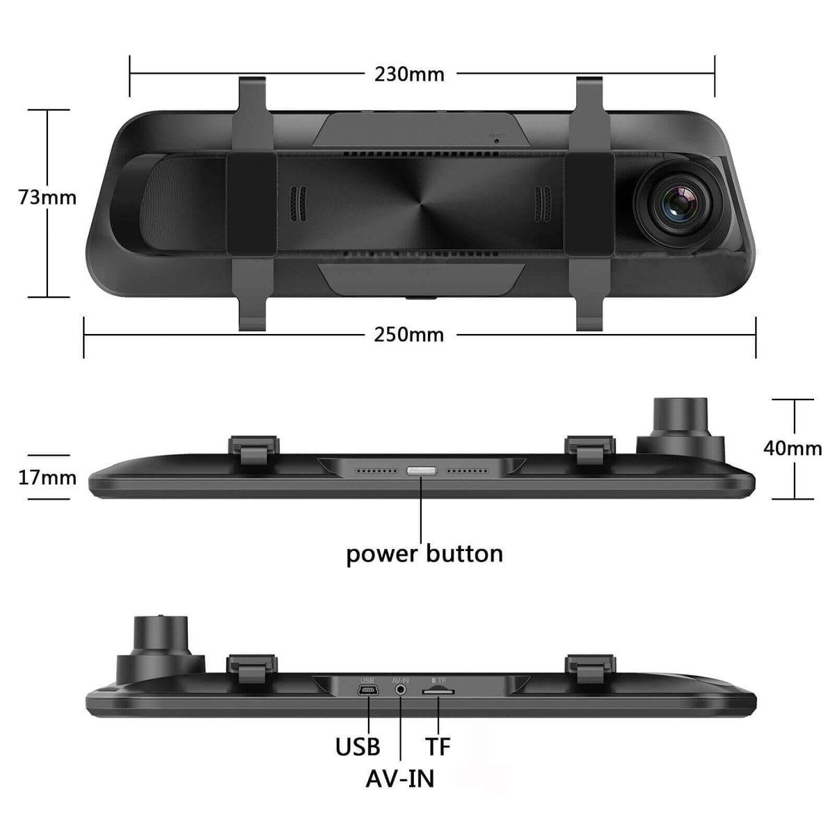 Front And Rear Dash Cam 2K | XGODY H11 Rear View Mirror Dash Camera, N