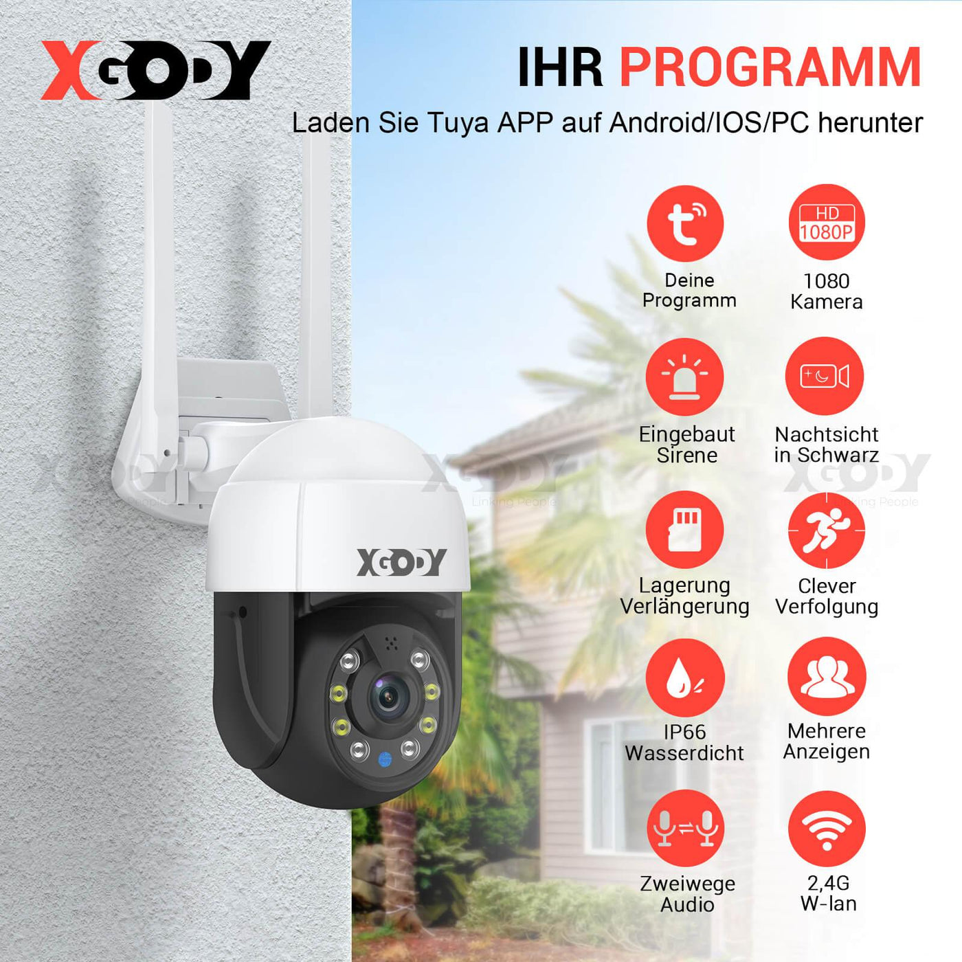 Outdoor IP66 Weatherproof Spotlight Security Camera with 2-Way Audio,