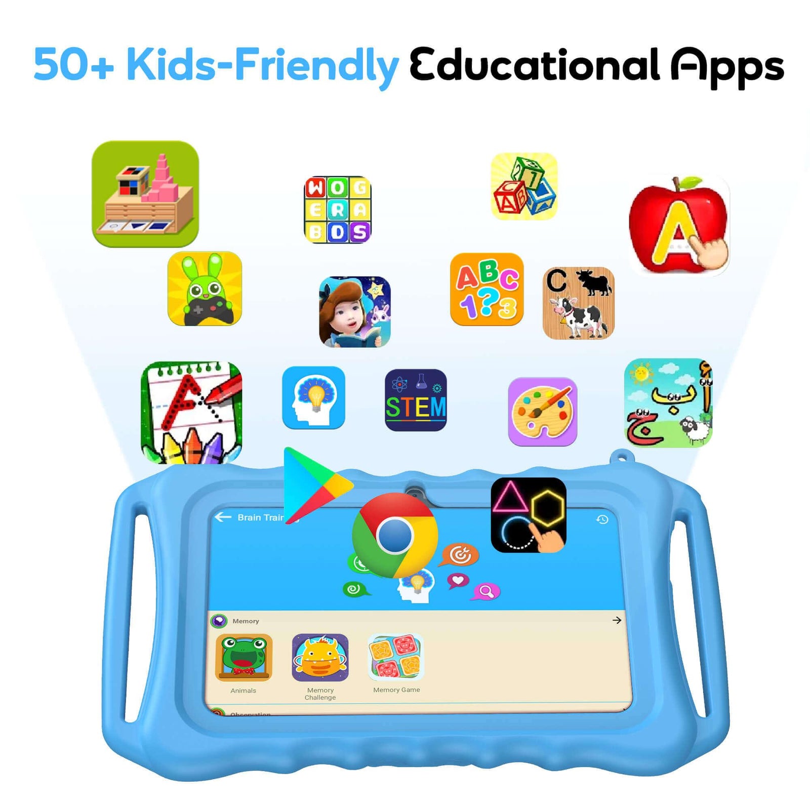 T702PRO 7 Inch Tablet With Case For Kids Aged 3-12, 32G With Bluetooth