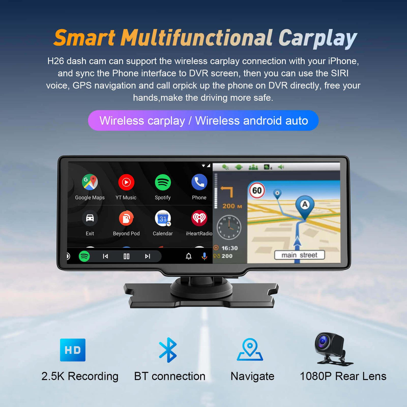XGODY 1080P 10.26" IPS Screen Front And Rear Dual-Recording Camera Das