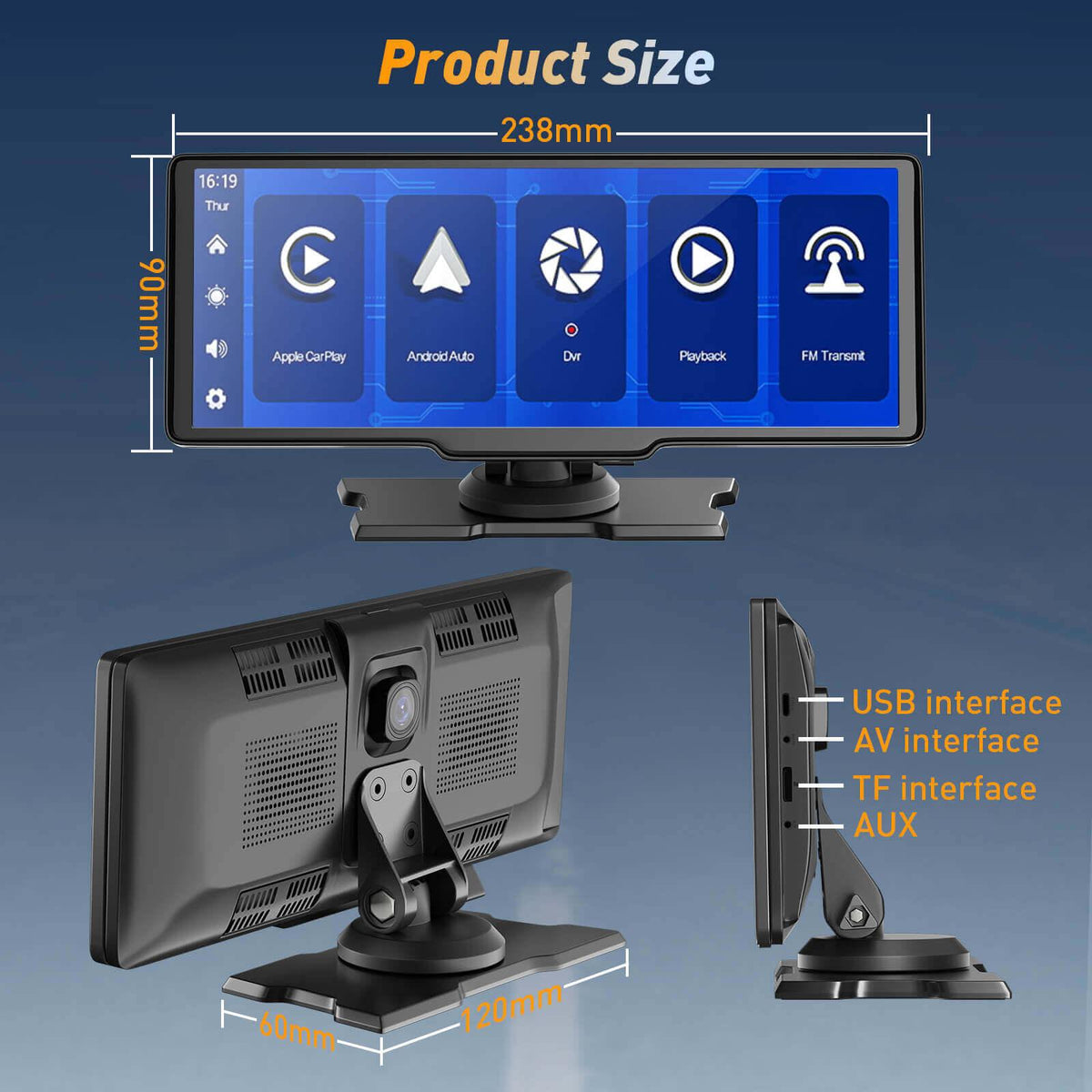 XGODY 1080P 10.26" IPS Screen Front And Rear Dual-Recording Camera Das