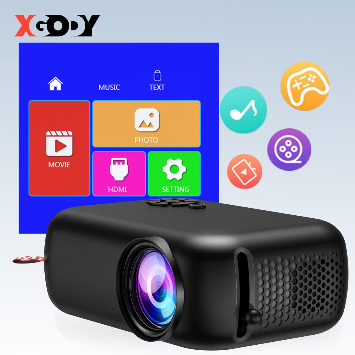 XGODY 1080P Multi-devio Connection Small Projector For Home Theater, H