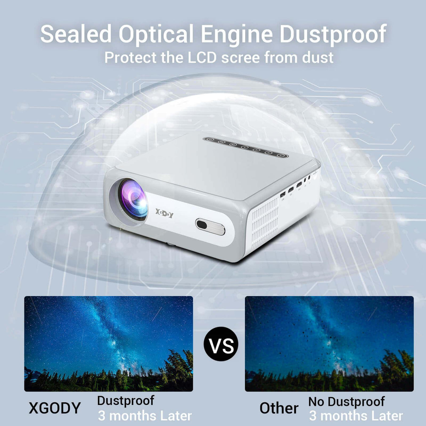 XGODY 4K Portable Smart Projector With Built-in Apps, Built-In TV Stic