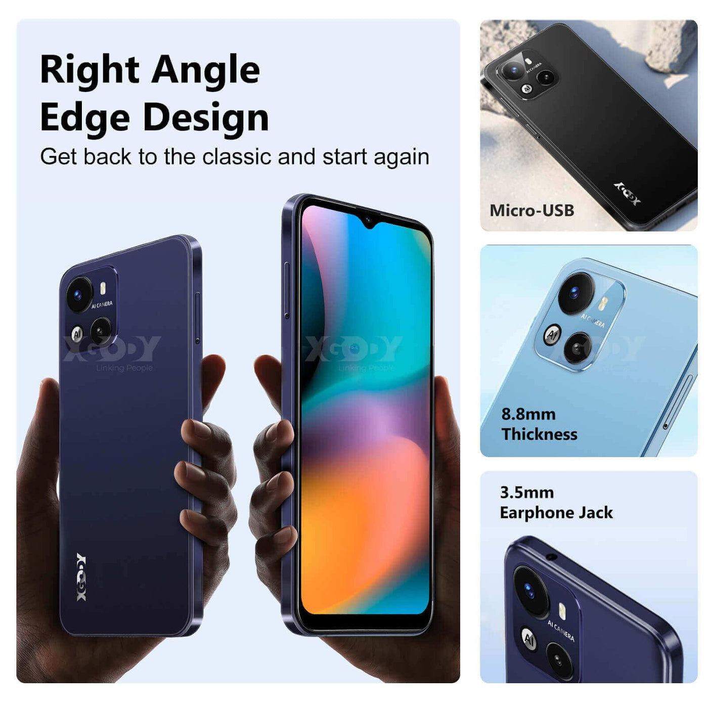 XGODY 6.3" Android Phone with Quad-Core Android 10, Dual 4G LTE - X18