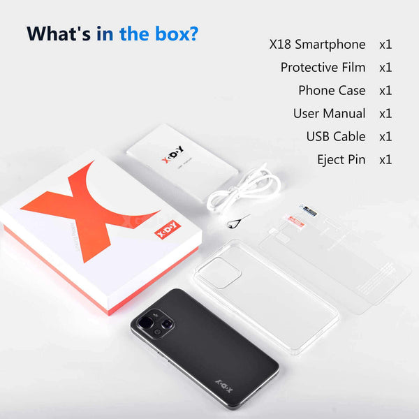 XGODY 6.3" Android Phone with Quad-Core Android 10, Dual 4G LTE - X18