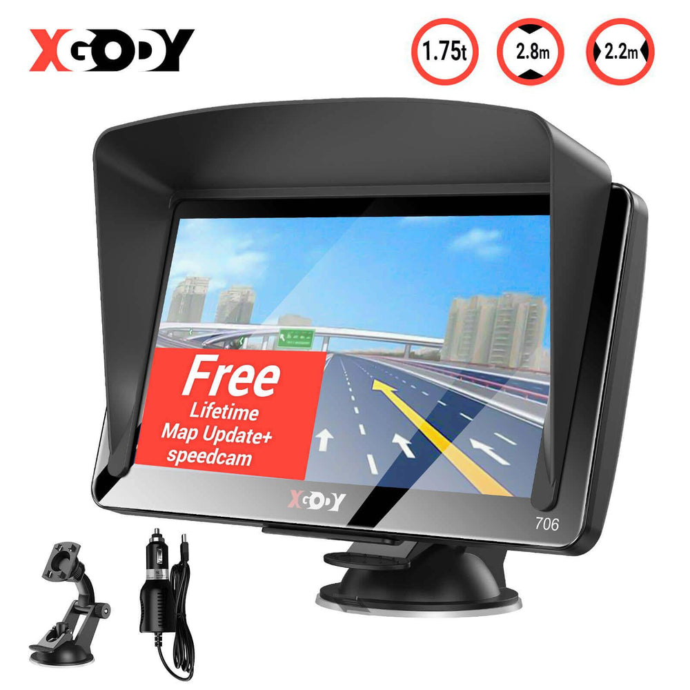 XGODY 706F/706BT 2.5D GPS Navigation For Car, With Latest Global Maps,