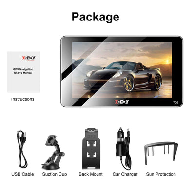 XGODY 706F/706BT 2.5D GPS Navigation For Car, With Latest Global Maps,