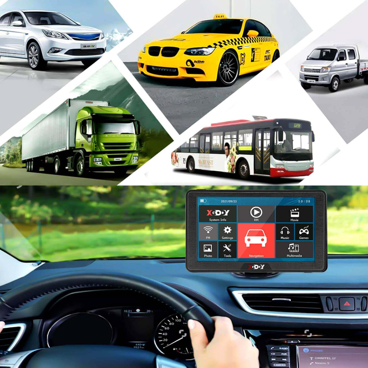 XGODY 886F Car Truck 7'' GPS FM Navigator - New Looking & Upgraded Ver