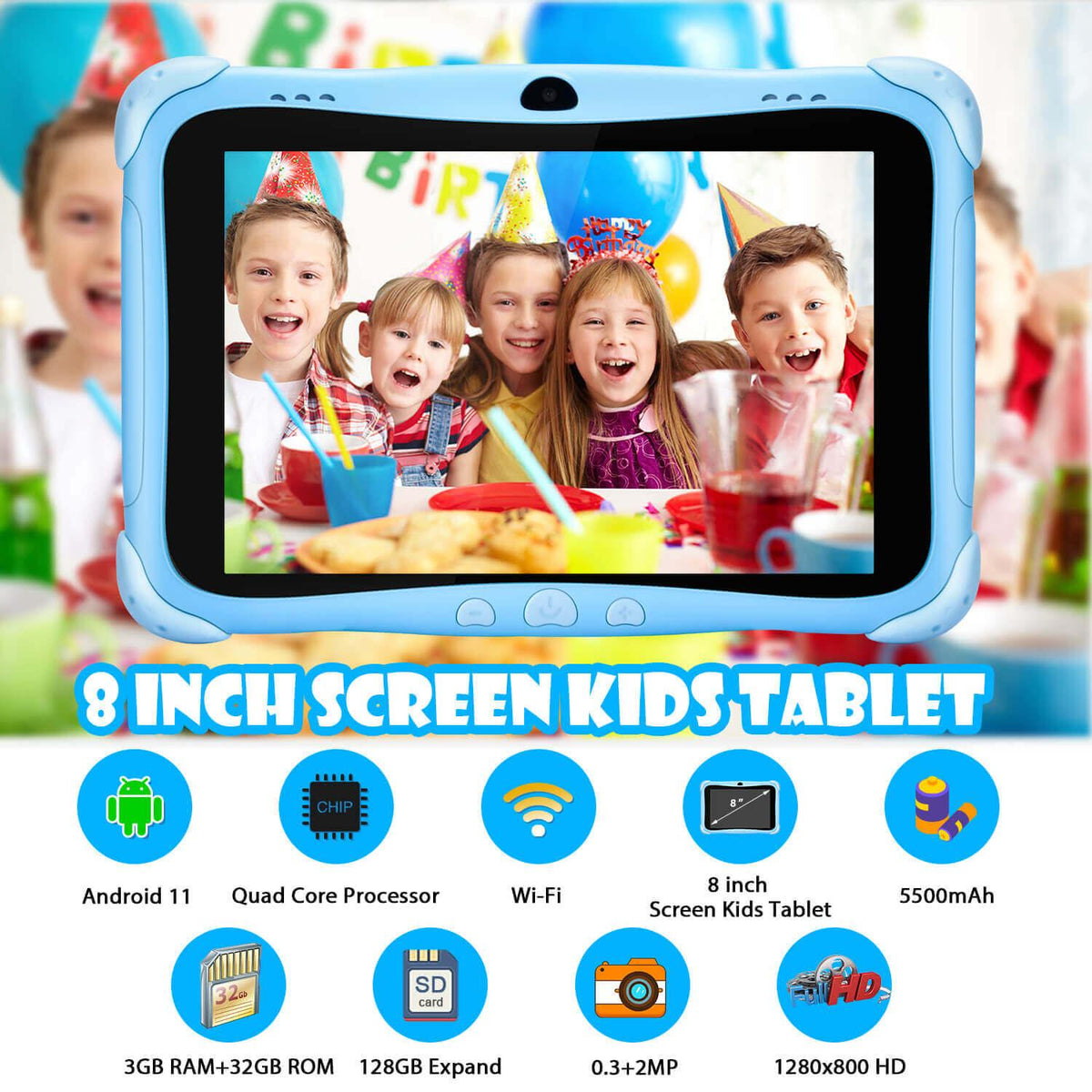 XGODY Android HD 8 Kids Tablet 32 GB Kid-Proof Case Dual Camera Educat