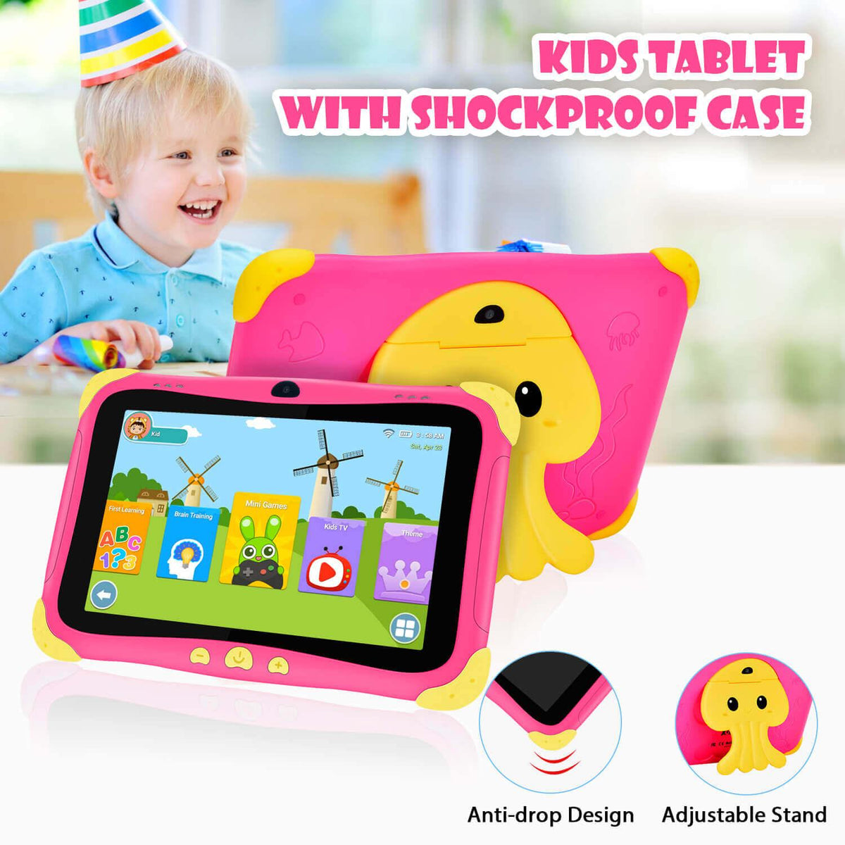 XGODY Android HD 8 Kids Tablet 32 GB Kid-Proof Case Dual Camera Educat