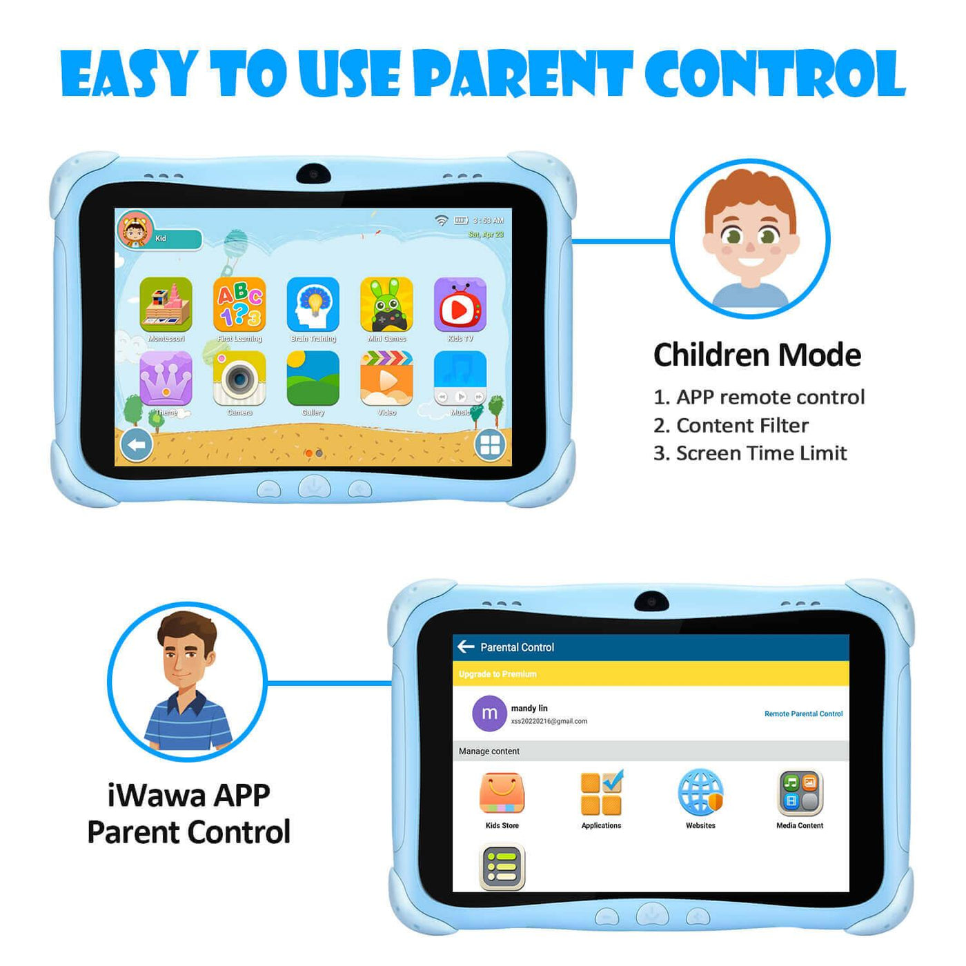 XGODY Android HD 8 Kids Tablet 32 GB Kid-Proof Case Dual Camera Educat