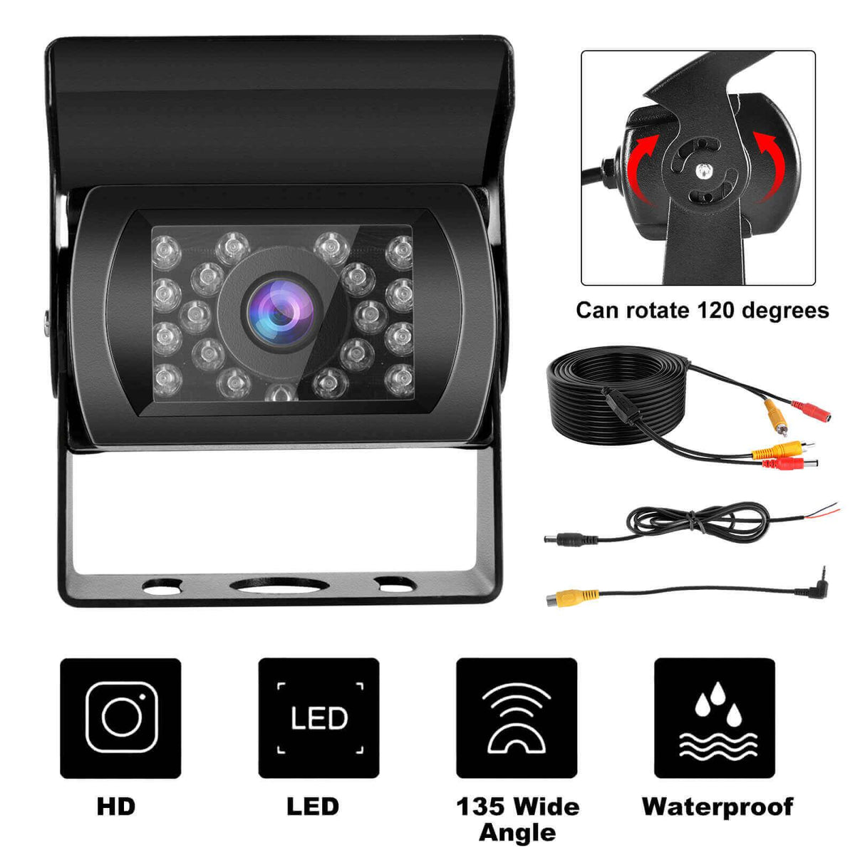 XGODY Back Up Camera For Truck, RV, Bus, lorry, large vehicle, 20m / 6