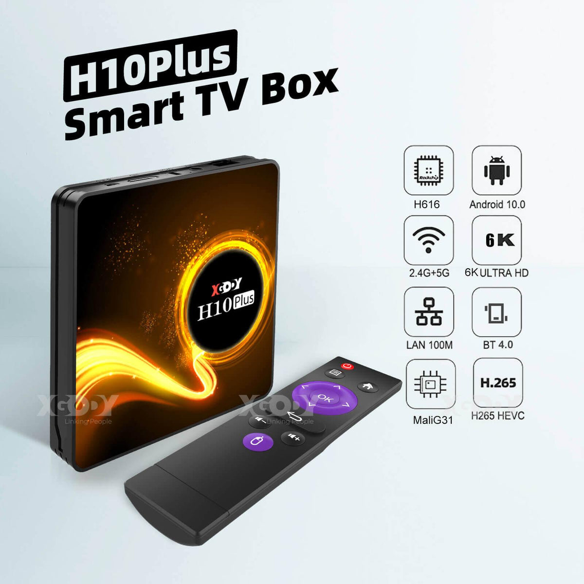 XGODY H10Plus Android 10.0 Quad Core Smart TV BOX Dual Wifi Keyboard M
