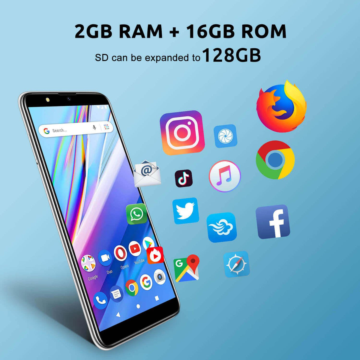 Unlocked Cell Phone 16G Andiord 4G Dual SIM Smartphone 6'' HD Display ...