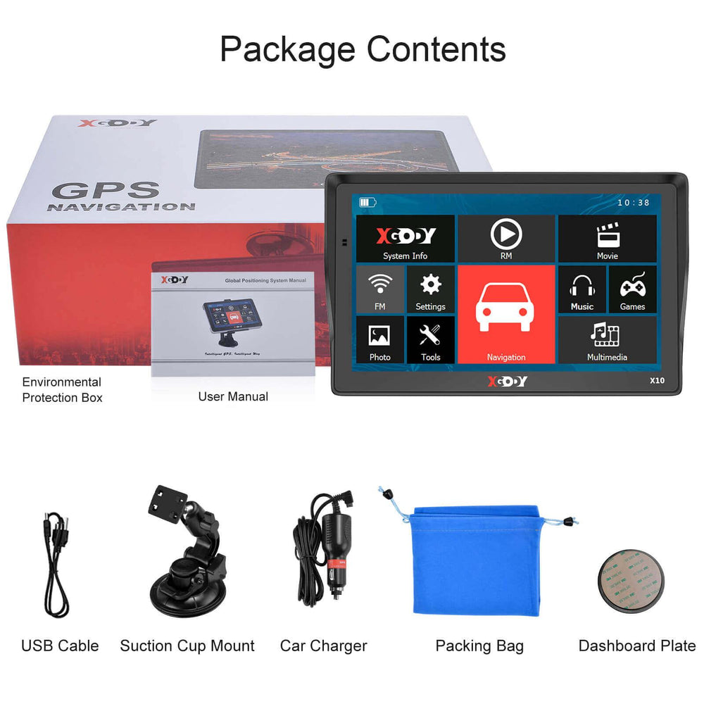 XGODY X10F/BT Newly Sat Navigation System, 9-inch HD Large Screen With