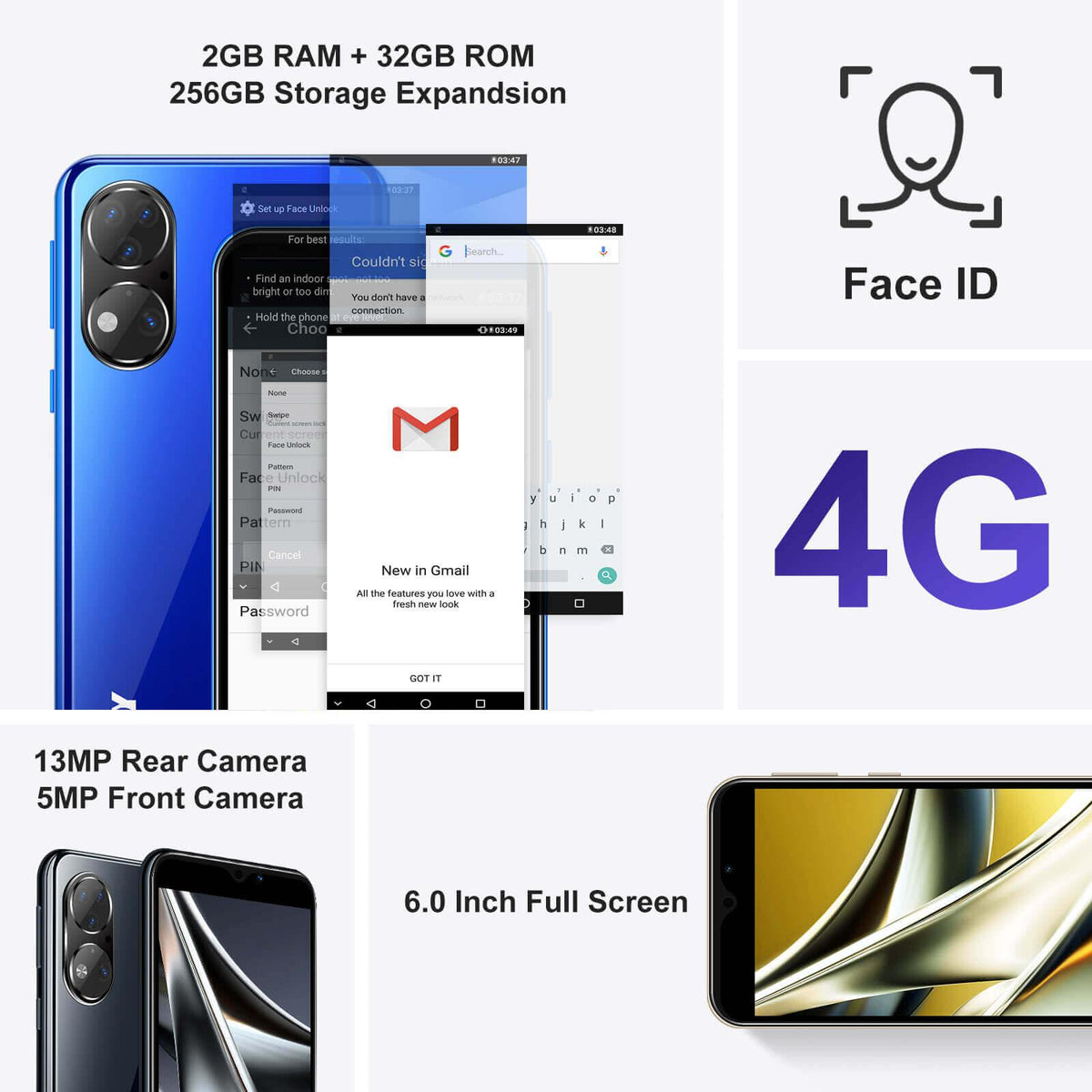 XGODY X15 | Quad Core Android 4G Mobile Phone, 6.0 Inch, 32GB, Dual SI