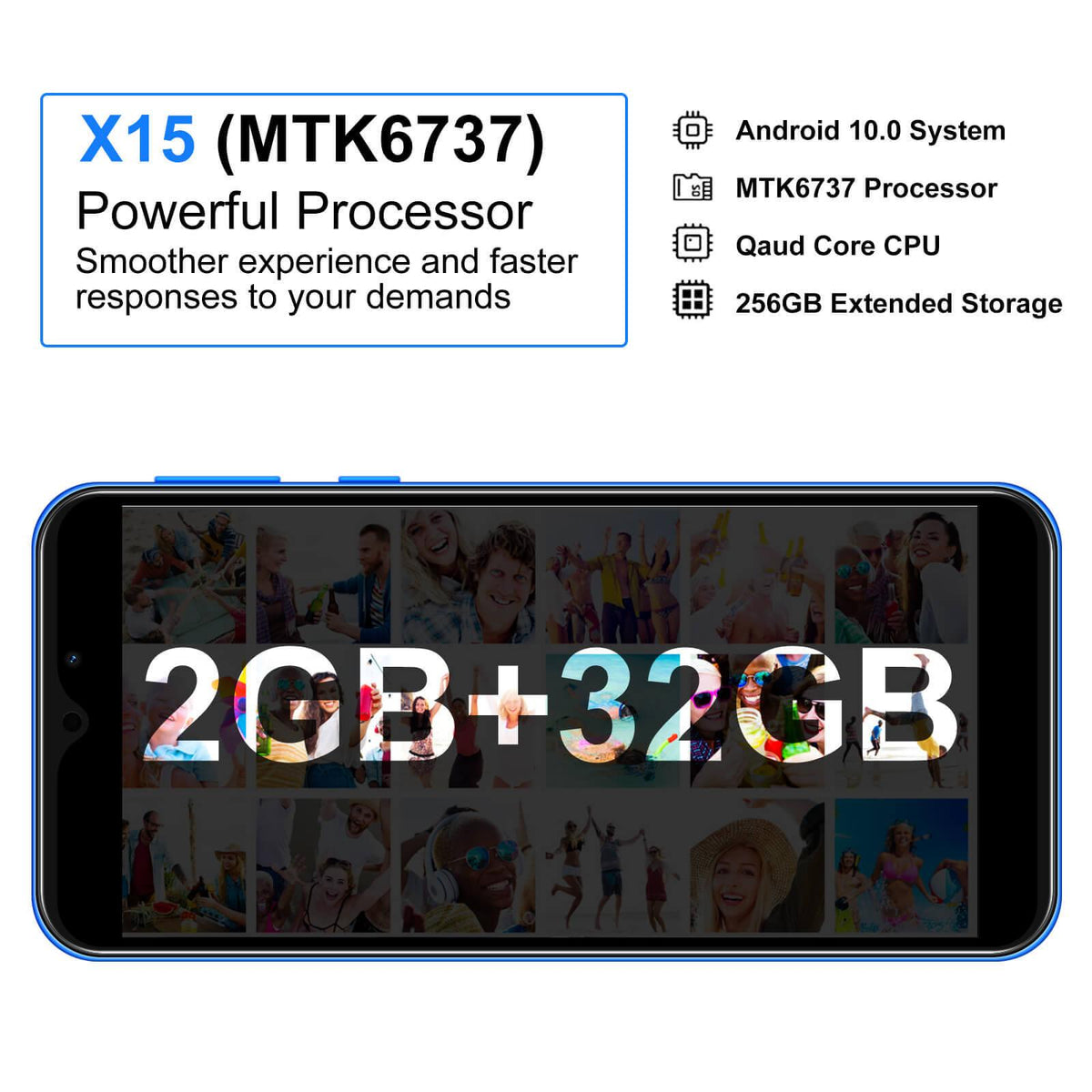XGODY X15 | Quad Core Android 4G Mobile Phone, 6.0 Inch, 32GB, Dual SI